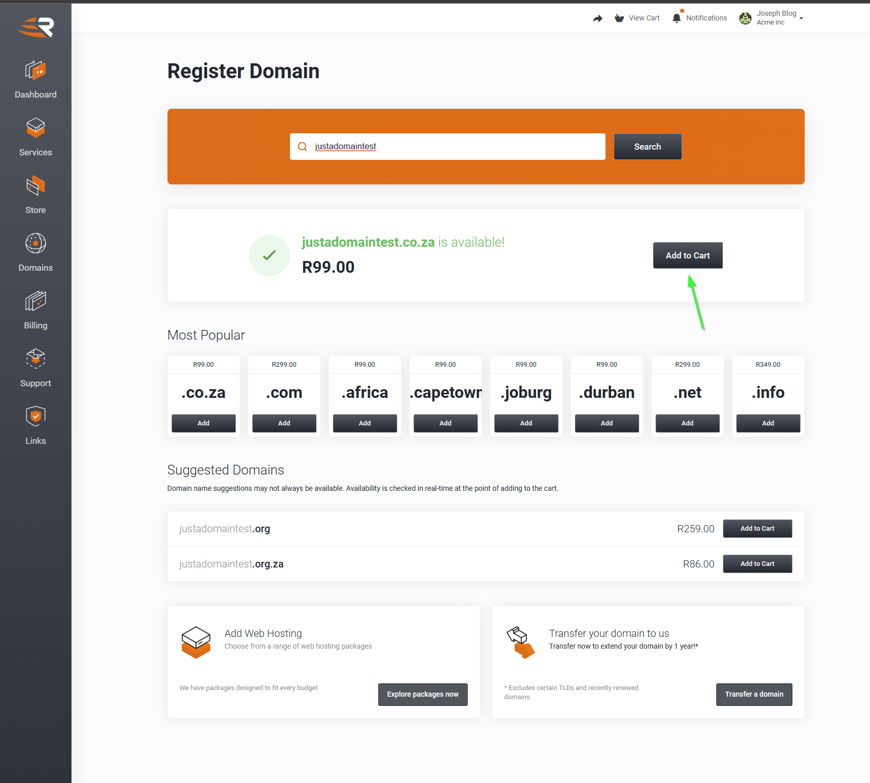 Rackzar - How do I register my Domain name?